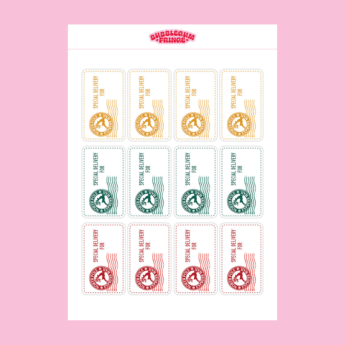 Special delivery sticker sheet – Bubblegumfringe