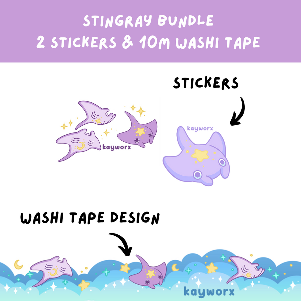Stingray washi tape & stickers bundle - Kayworx – Bubblegumfringe
