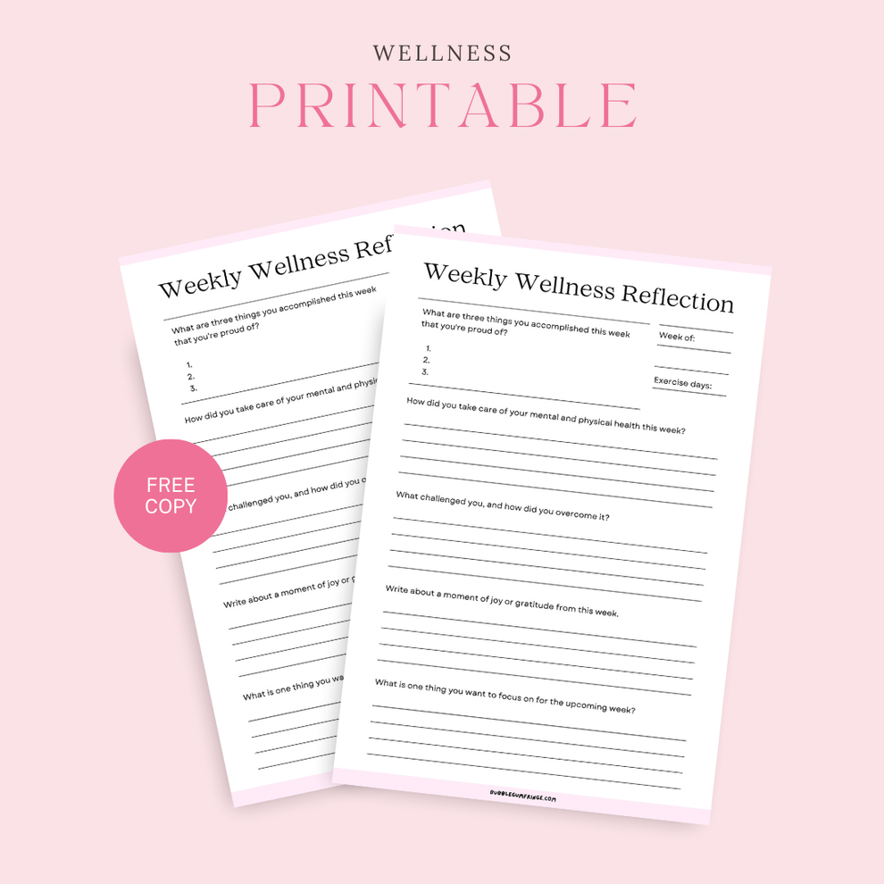 A5 Printable wellness reflection spread – Bubblegumfringe
