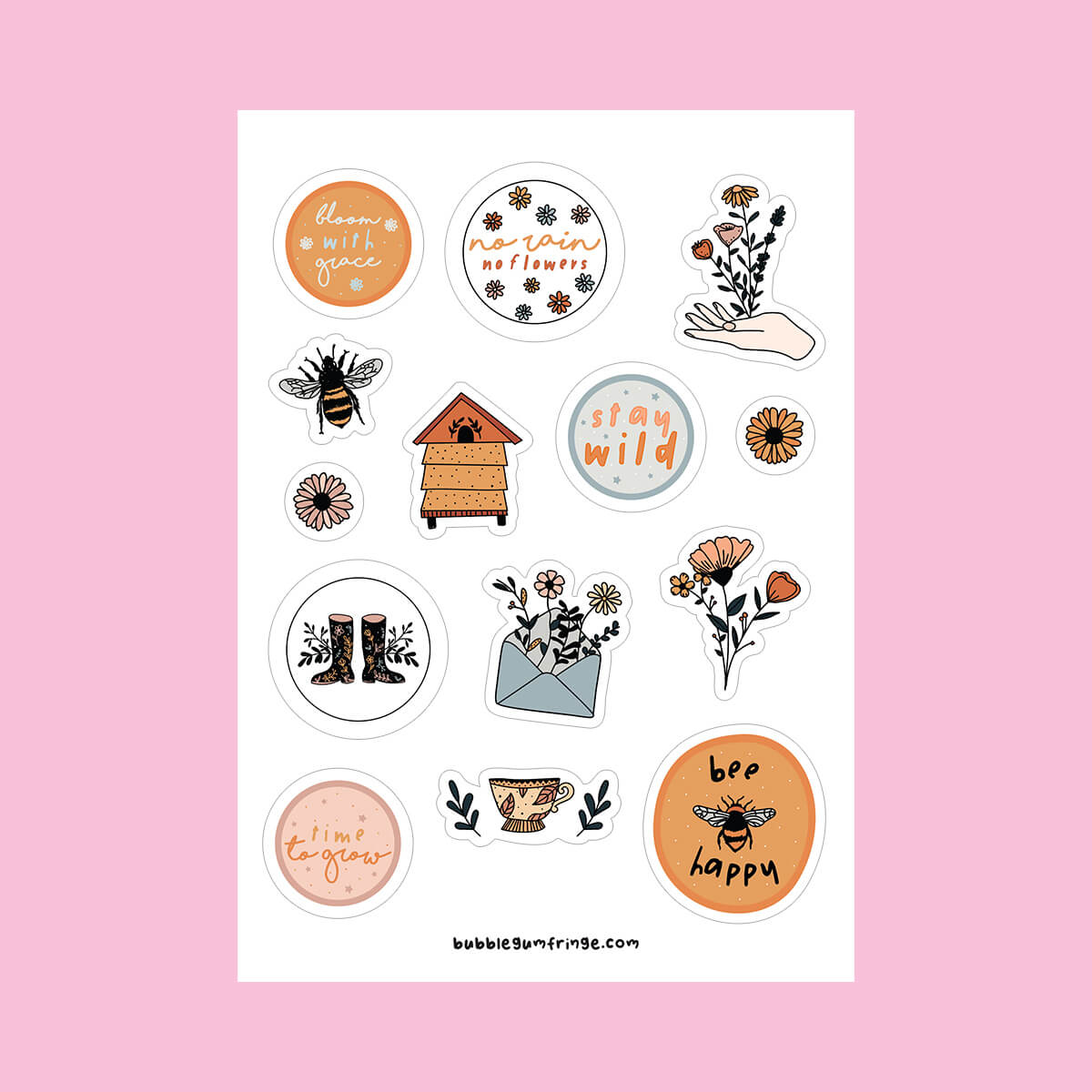 Botanical sticker sheet – Bubblegumfringe