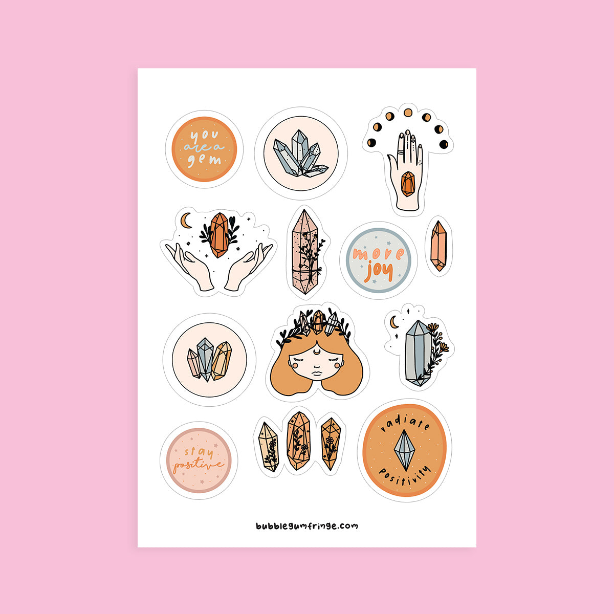 Gemstone sticker sheet – Bubblegumfringe