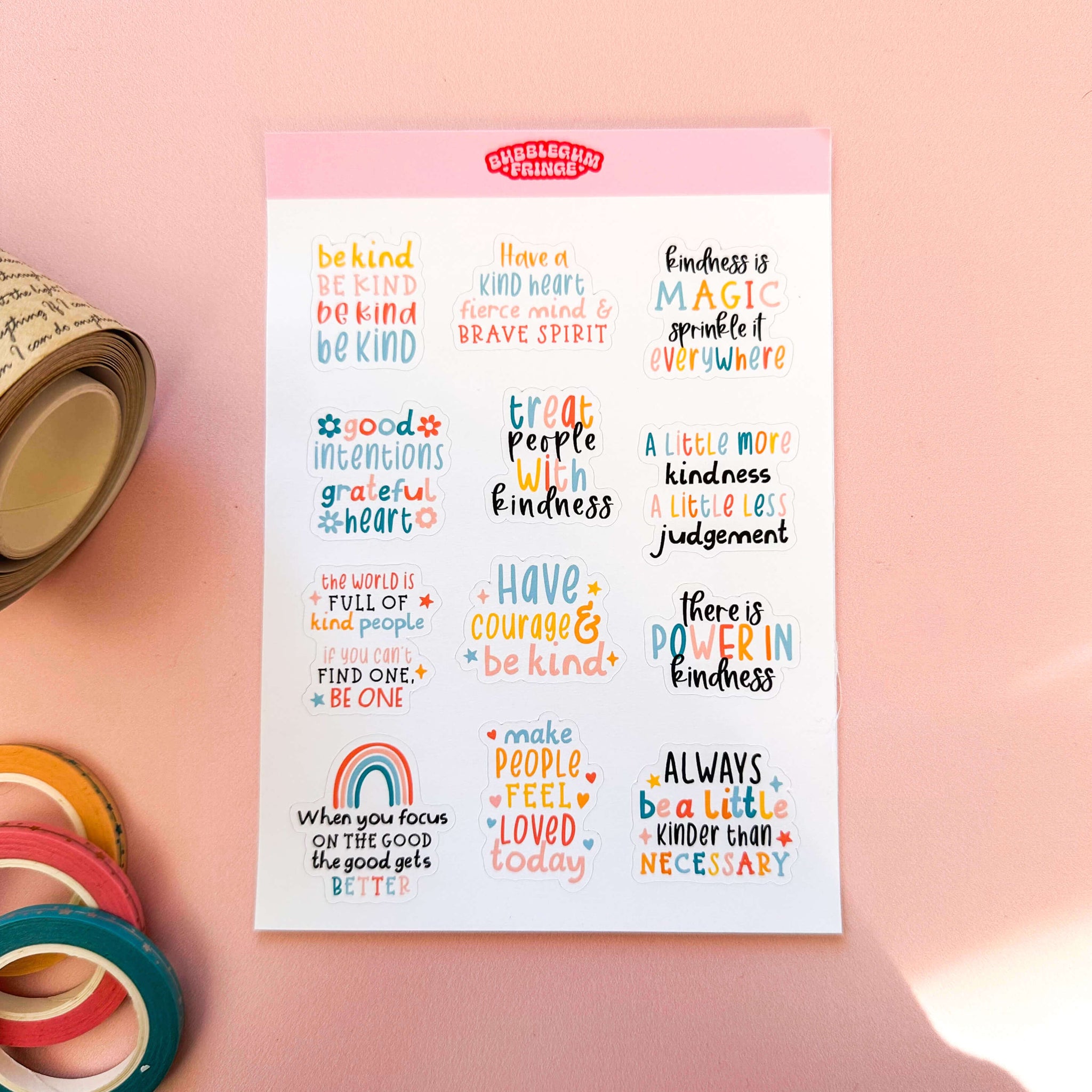 Kindness sticker sheet – Bubblegumfringe