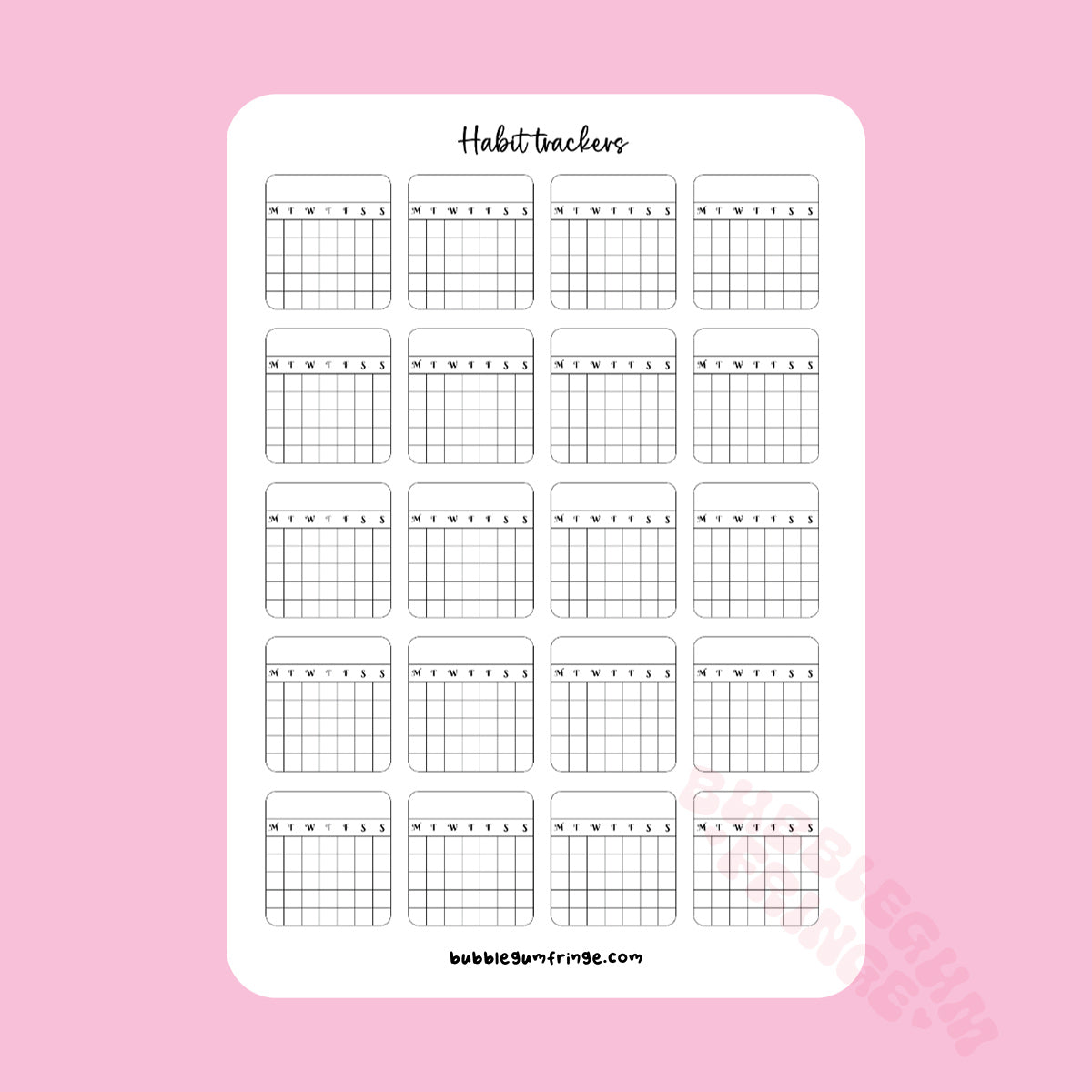 Habit tracker sticker sheet – Bubblegumfringe