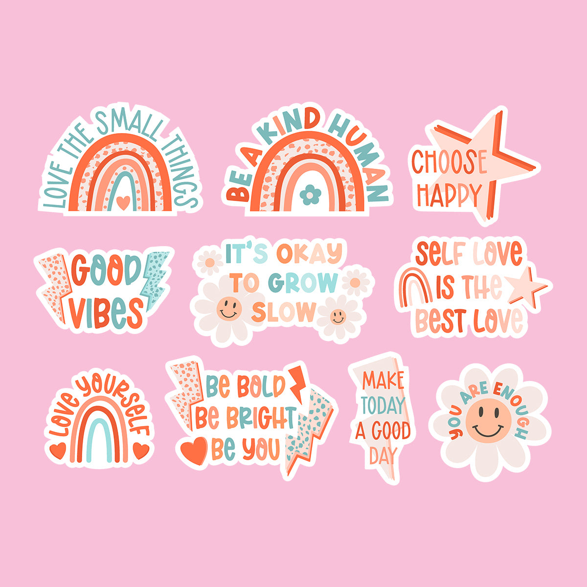 Motivational - Good vibes sticker pack – Bubblegumfringe