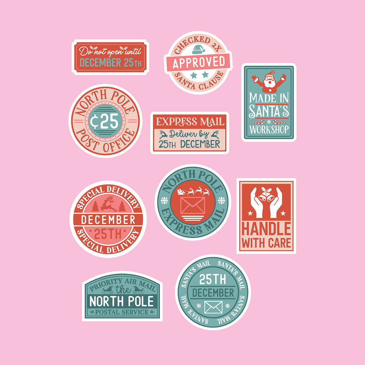 Christmas stamps sticker pack – Bubblegumfringe