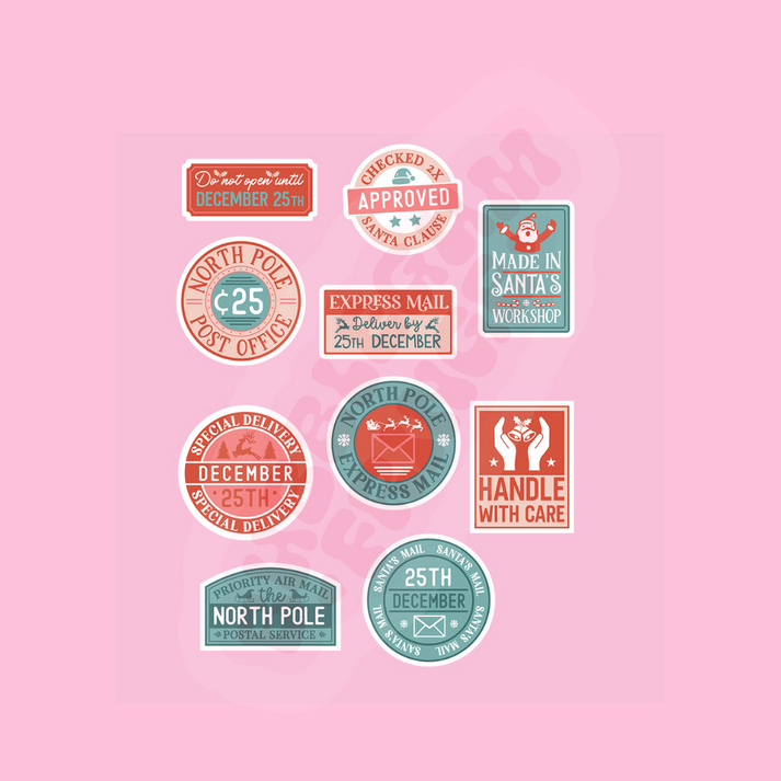 Christmas stamps sticker pack – Bubblegumfringe